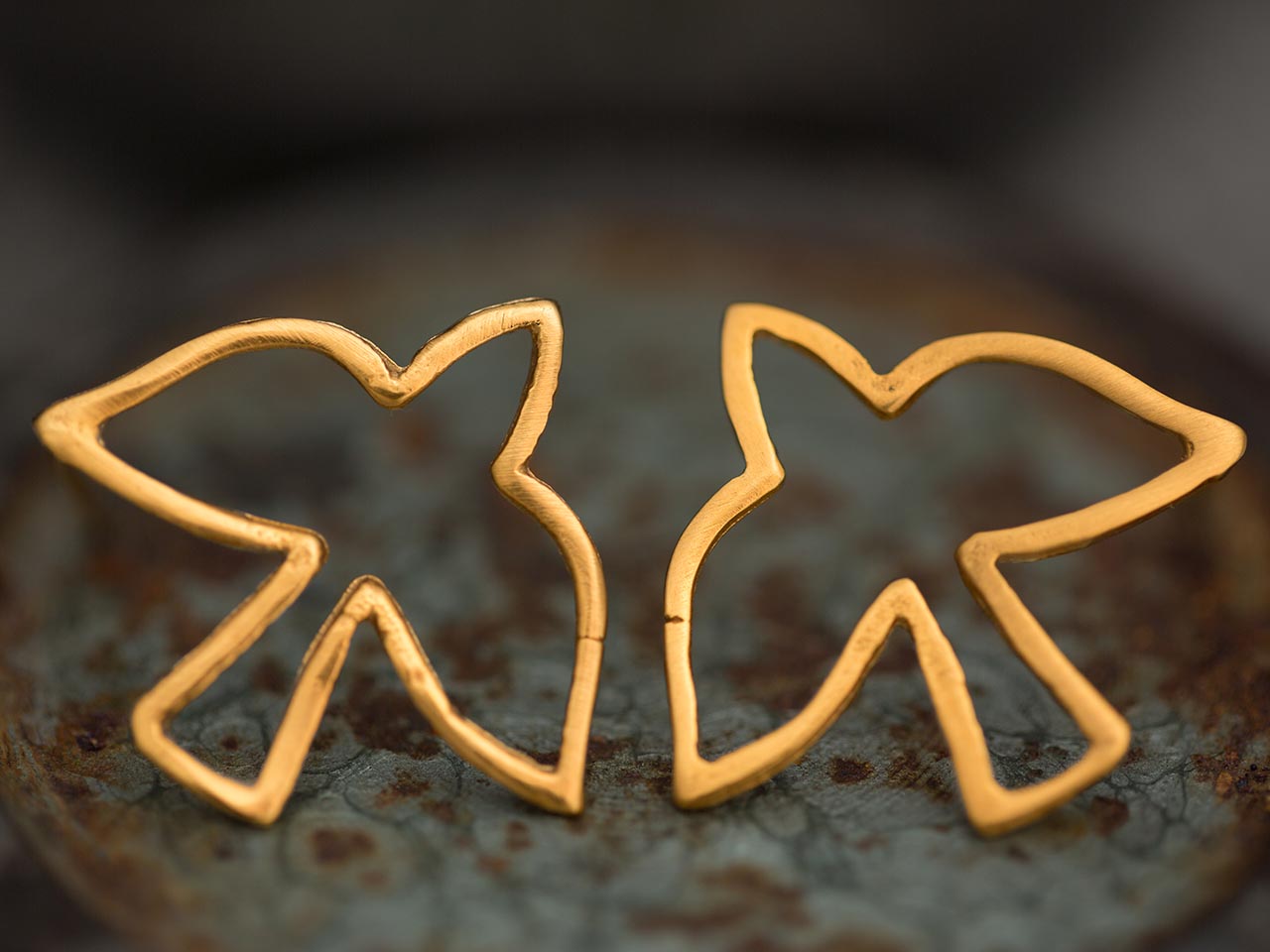 Hand Made Sterling Silver Gold Plated Robin Earrings