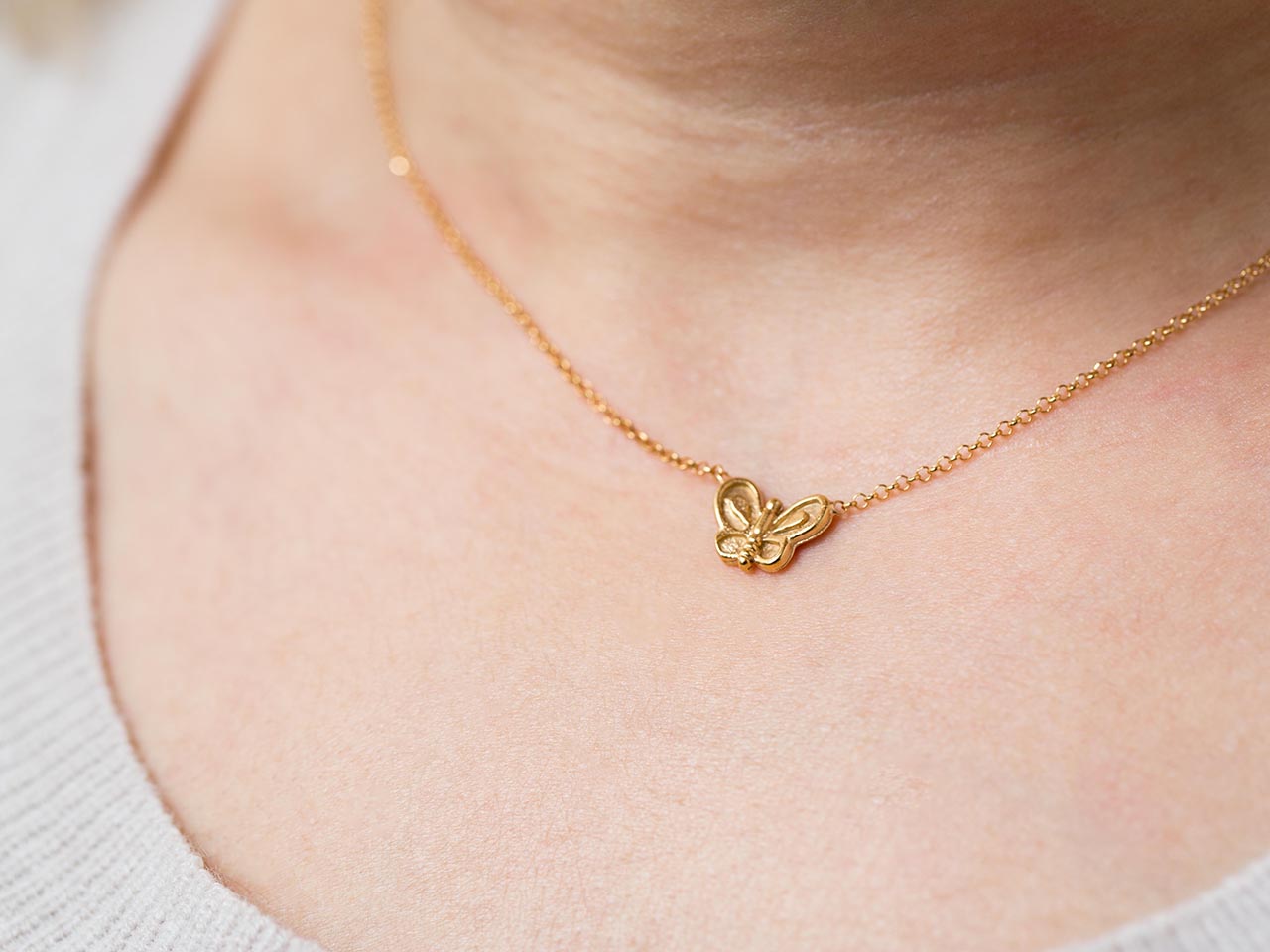 Hand Made Sterling Silver Gold Plated Dainty Butterfly Pendant