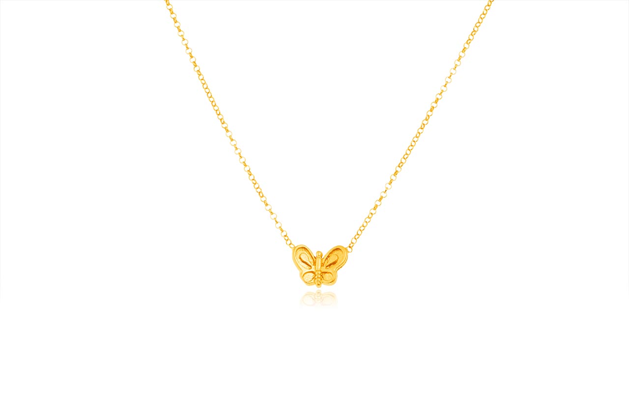 Hand Made Sterling Silver Gold Plated Dainty Butterfly Pendant